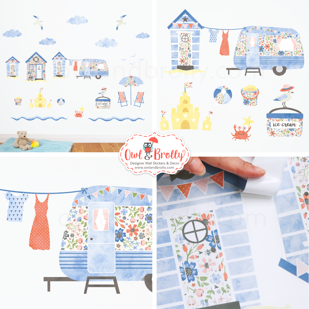 Beach Huts and Caravan Seaside Wall Stickers – Owl & Brolly