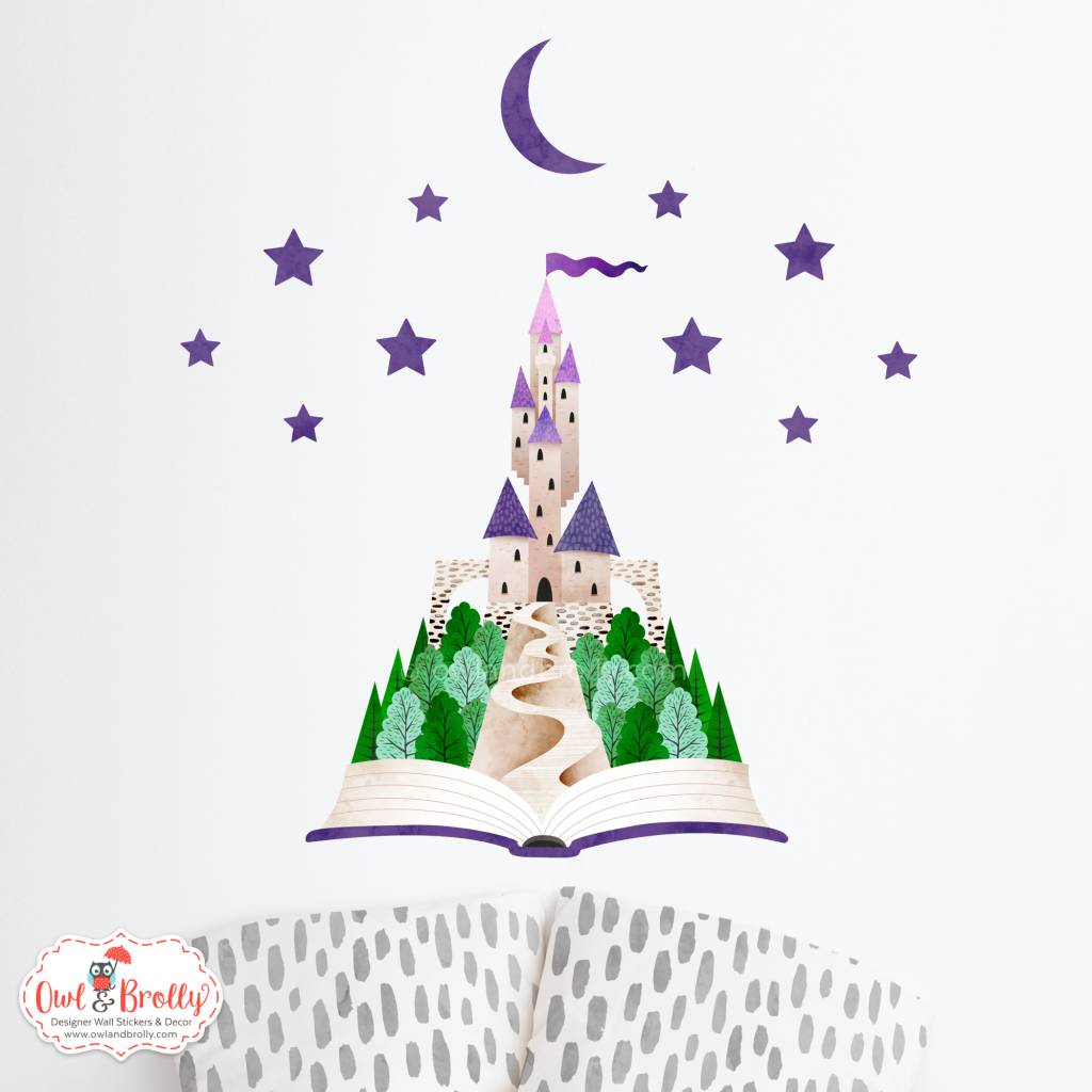 Fairy Tale Book Wall Sticker – Enchanted Castle – Owl & Brolly