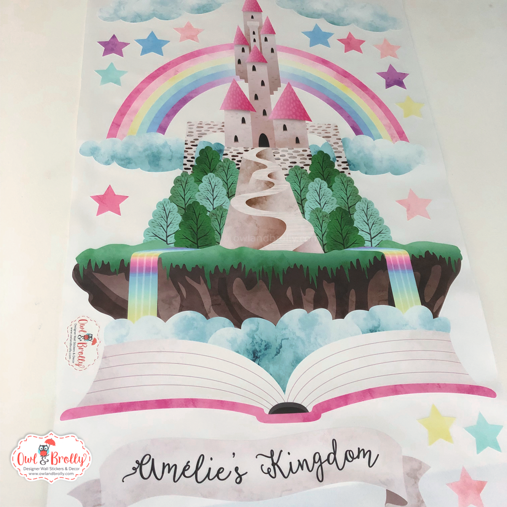 Rainbow Castle Fairy Tale Book Wall Sticker – Pastel Rainbow Colours ...