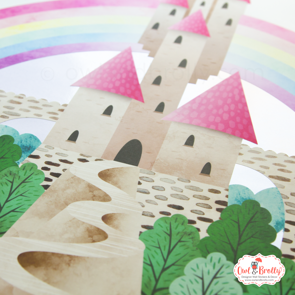 Rainbow Castle Fairy Tale Book Wall Sticker – Pastel Rainbow Colours ...