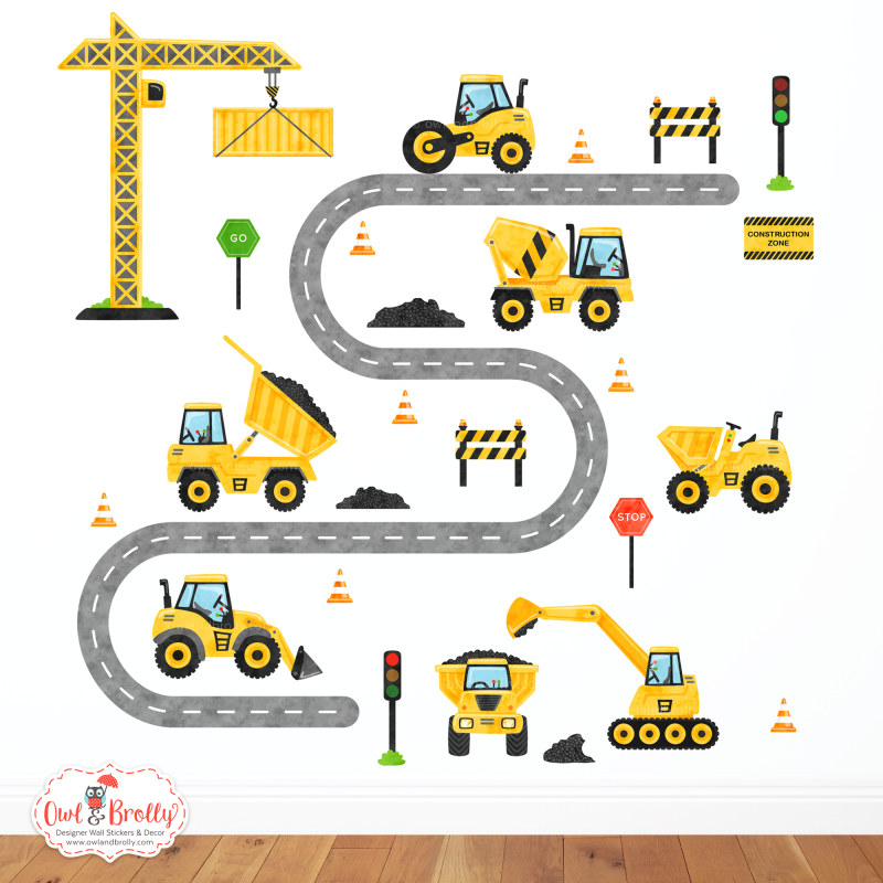 Construction Building Site Fabric Wall Stickers Decals Large Scene ...