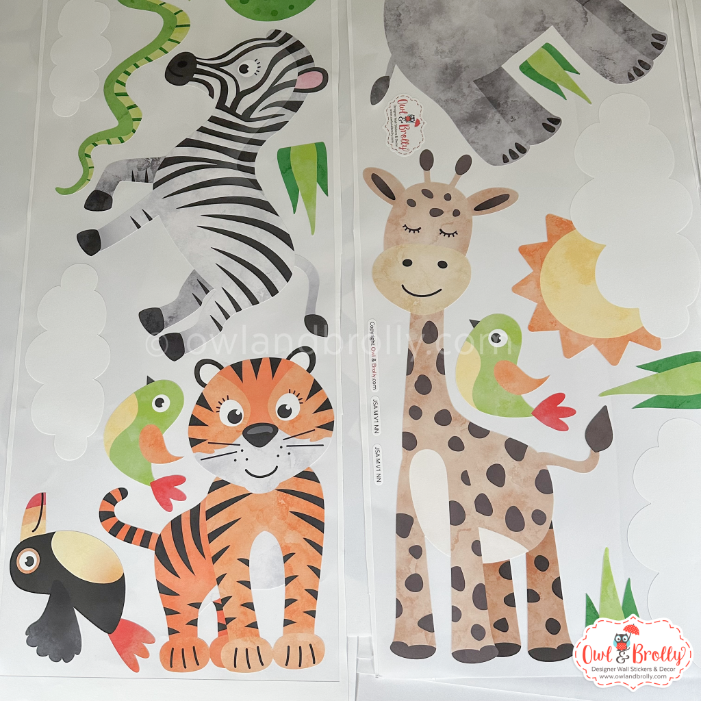 Jungle Safari Animal Fabric Wall Sticker Decals Large Scene (7 main ...