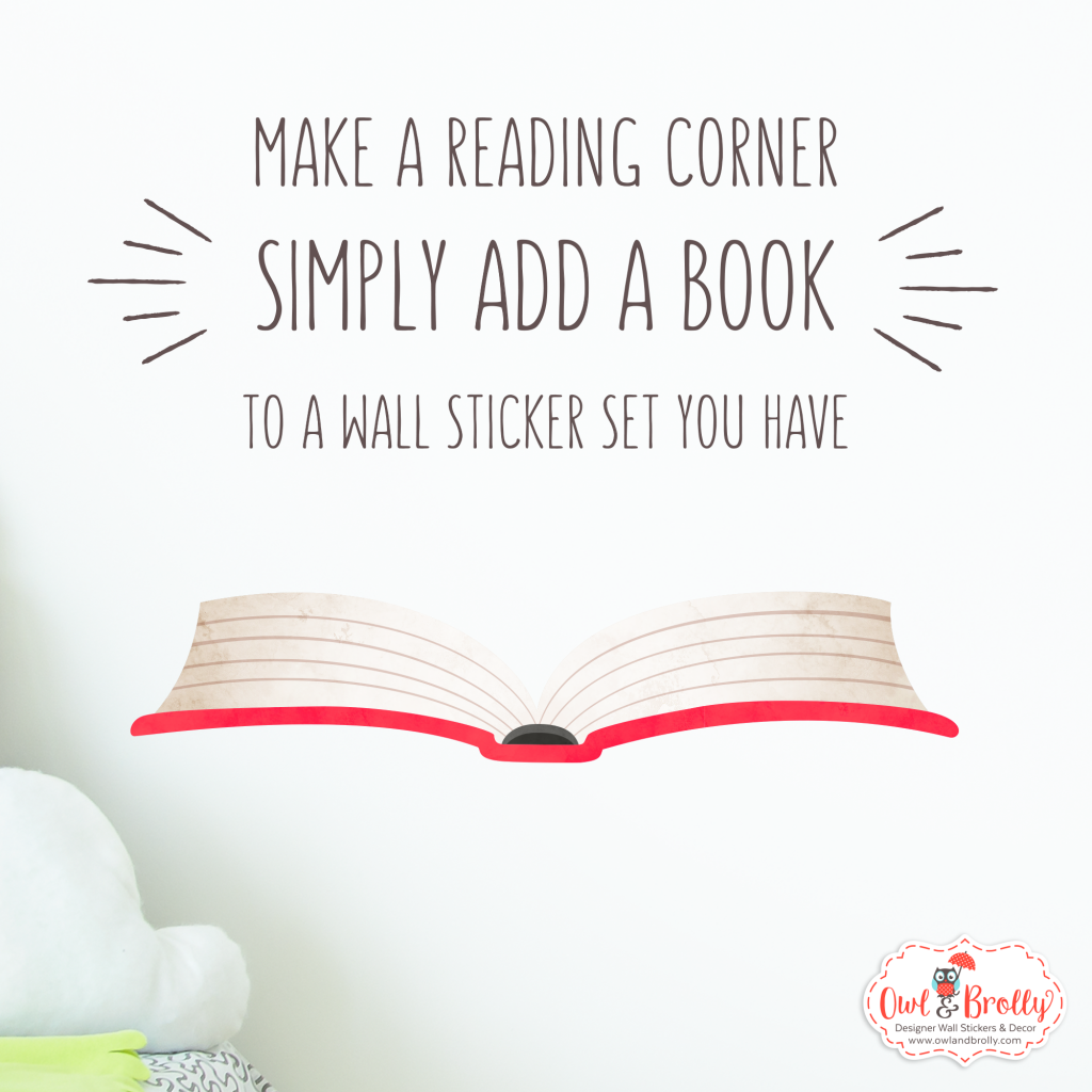Reading corner wall sticker book add on – Owl & Brolly
