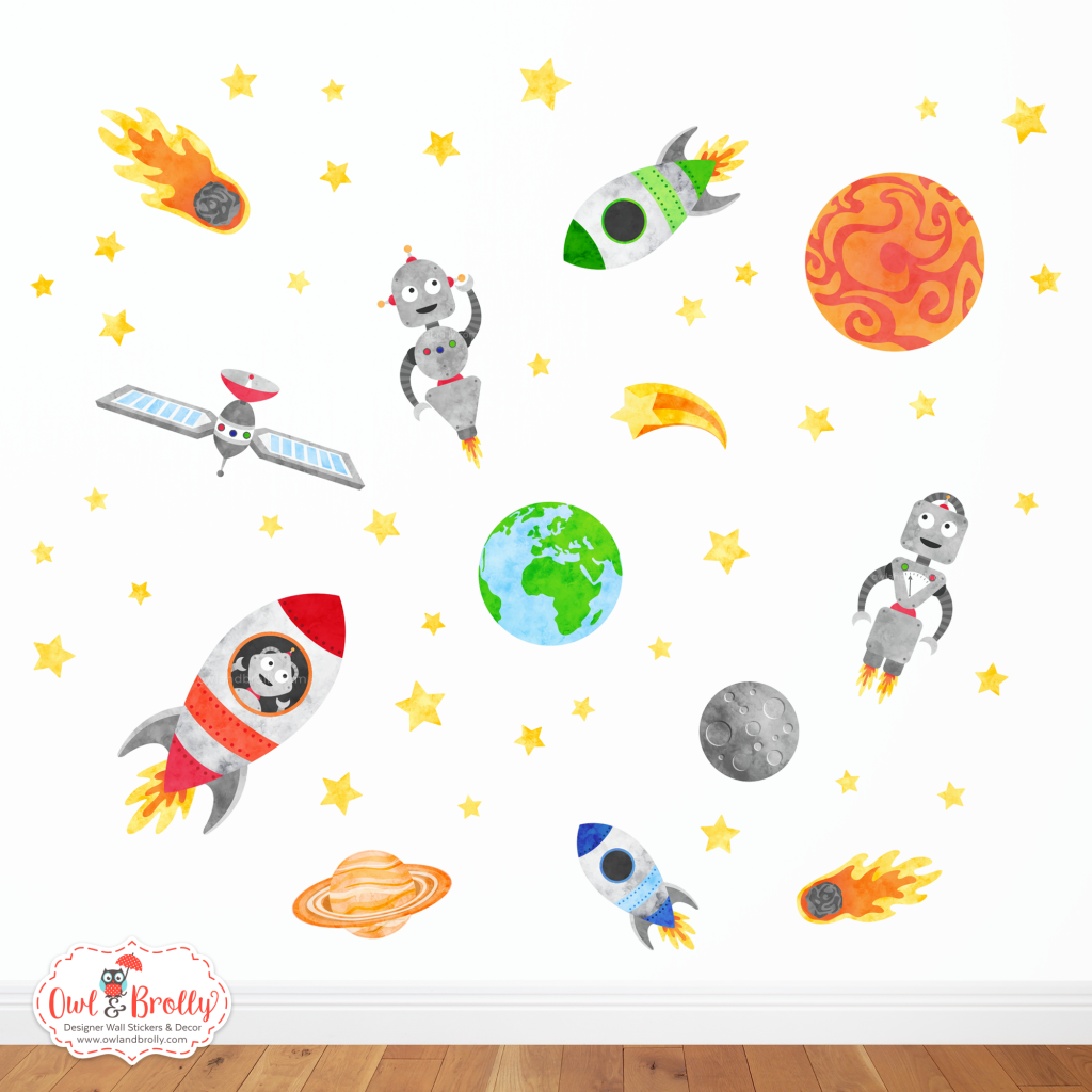 Space Robots Wall Stickers – Owl & Brolly