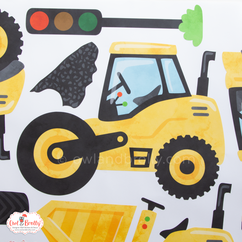 Construction Building Site Fabric Wall Stickers Decals Large Scene ...