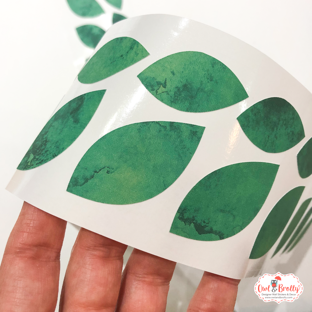 Green leaf Wall Sticker Decals in 2 Sizes – Owl & Brolly