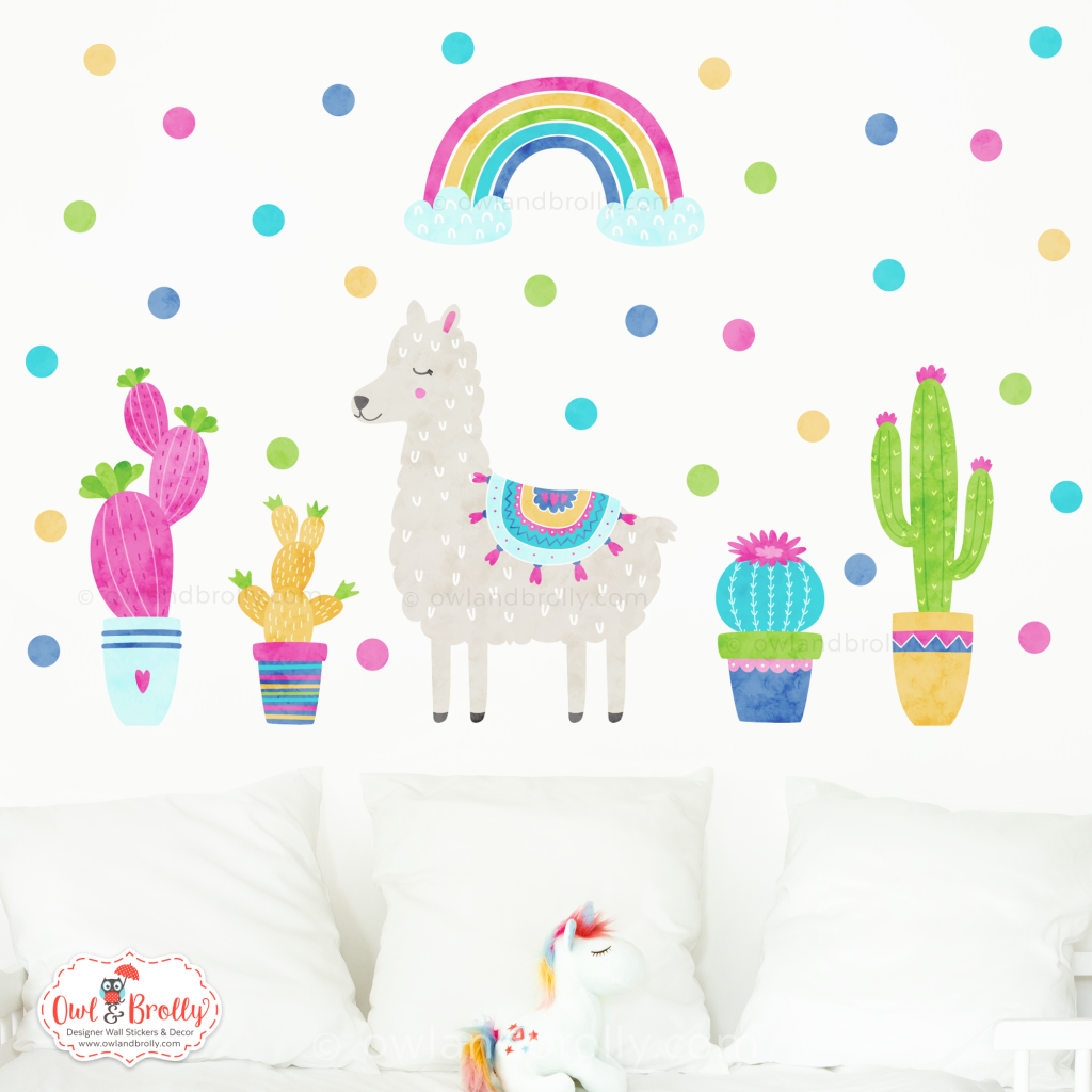 Llama and Cacti Wall Sticker Set – Owl & Brolly