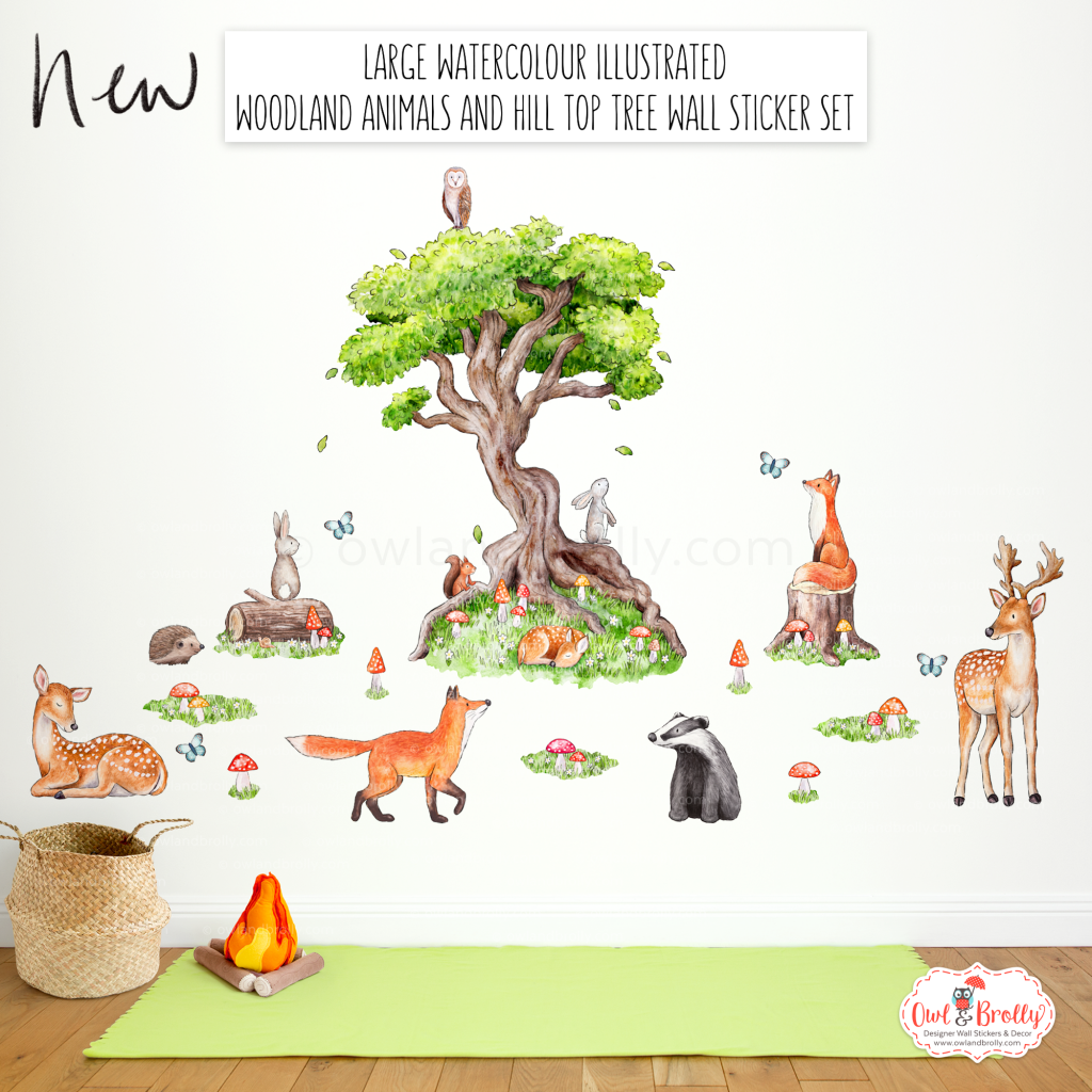 Woodland Animals Extras Wall Stickers Pack – Hill Top Tree Decal Range ...