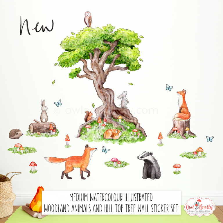 Woodland Animals Extras Wall Stickers Pack – Hill Top Tree Decal Range ...