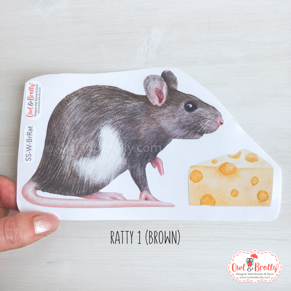 Watercolour Rat and Rat Hole Wall Sticker (Smaller Spaces collection ...
