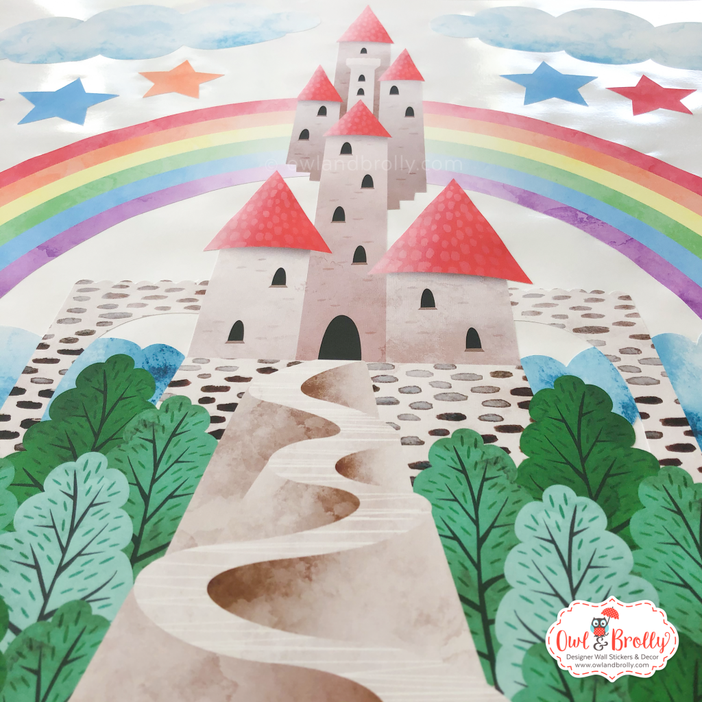 Rainbow Castle Fairy Tale Book Wall Sticker – Regular Rainbow Colours ...