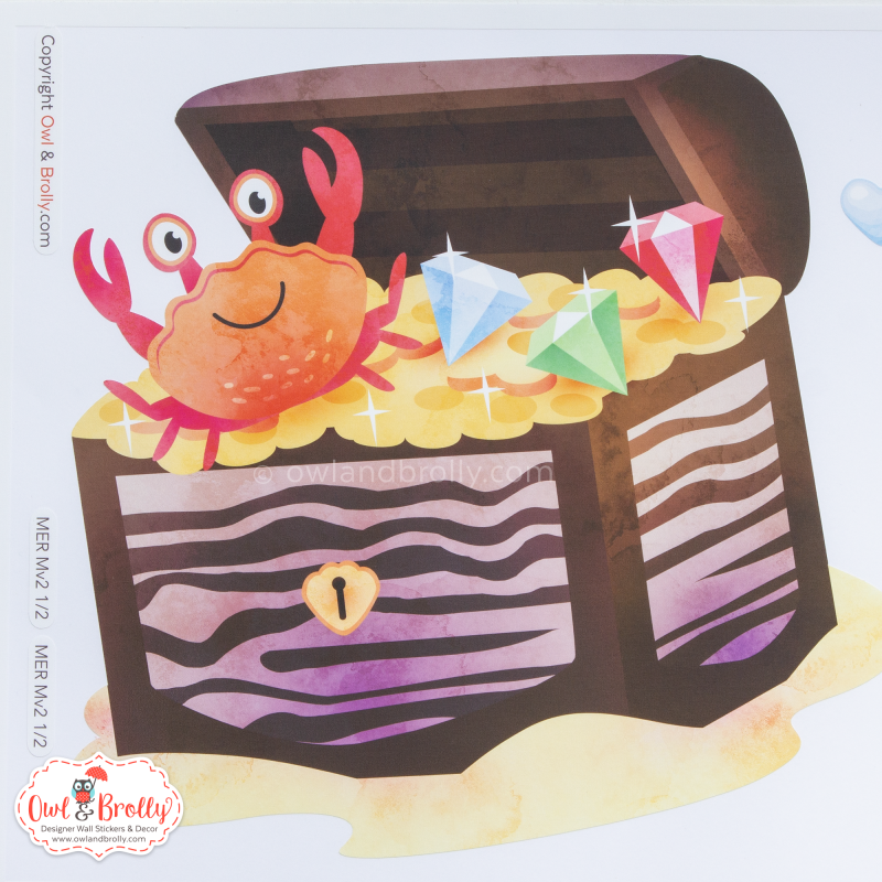 Mermaids with Castle and Underwater Animals Fabric Wall Stickers Scene ...