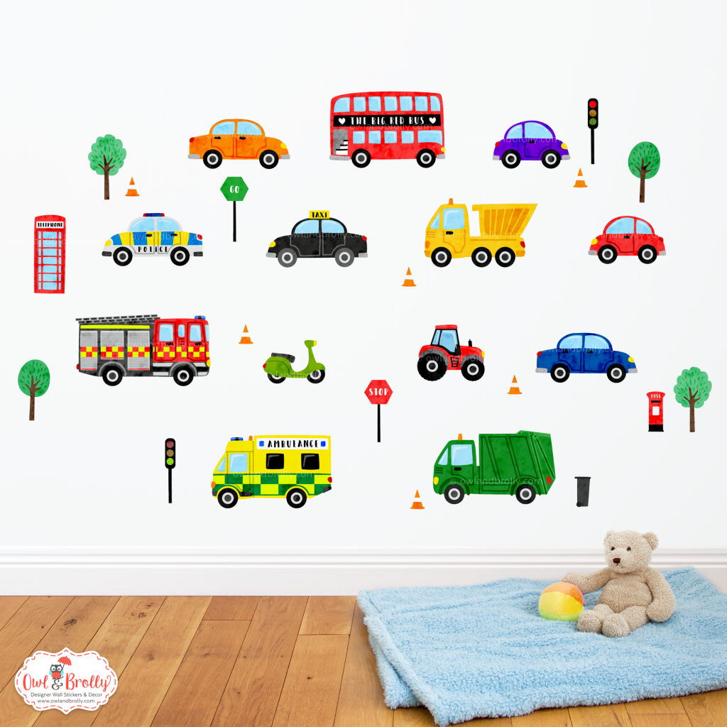 Transport Cars Emergency Vehicle Fabric Wall Sticker Decals Medium ...