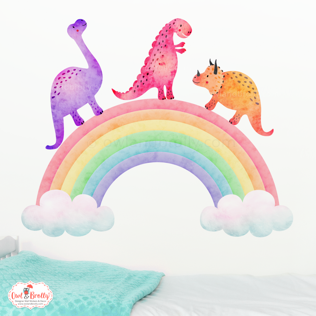 Rainbow with Dinosaur Wall Stickers – Owl & Brolly