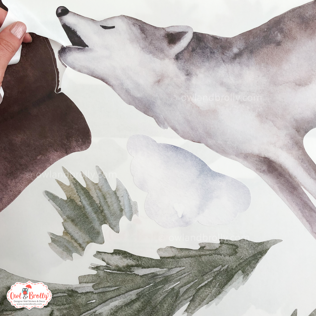 Watercolour Forest Animals Wolf and Bears Wall Stickers Decals (Small ...