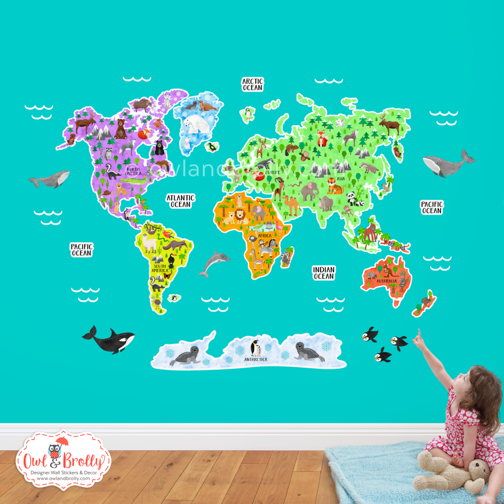 Rainbow World Map Wall Sticker – Owl & Brolly