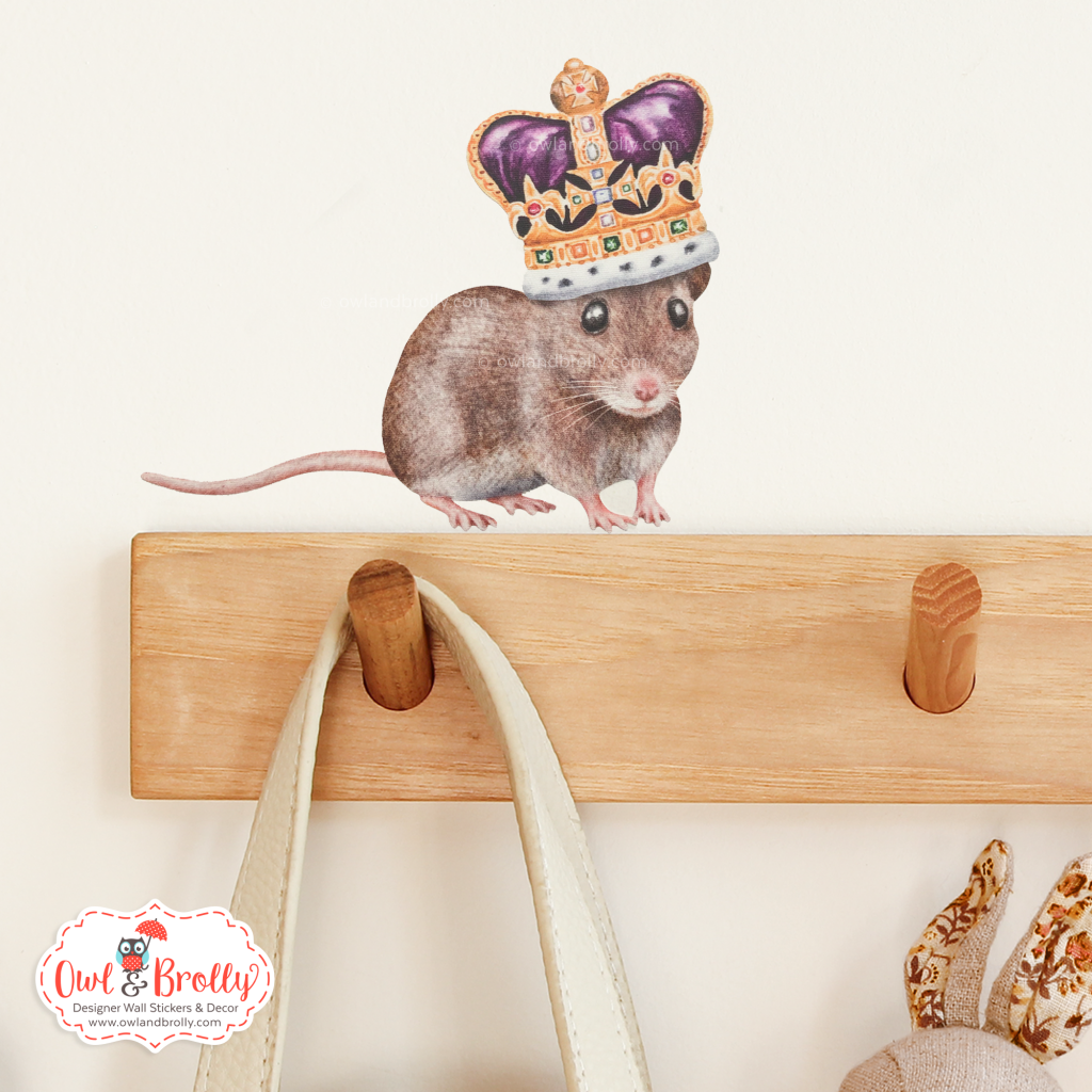 Watercolour Mouse Coronation Party Mouse Hole Wall Sticker Set (Smaller ...