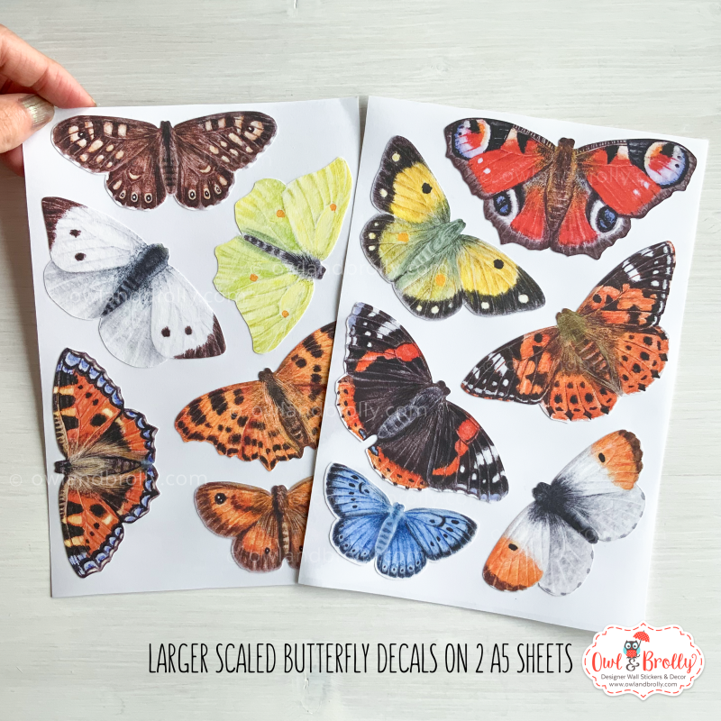Watercolour British Butterfly Wall Decals (smaller spaces collection A5 ...
