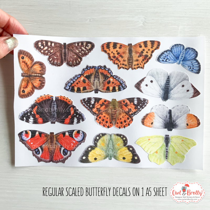 Watercolour British Butterfly Wall Decals (smaller spaces collection A5 ...