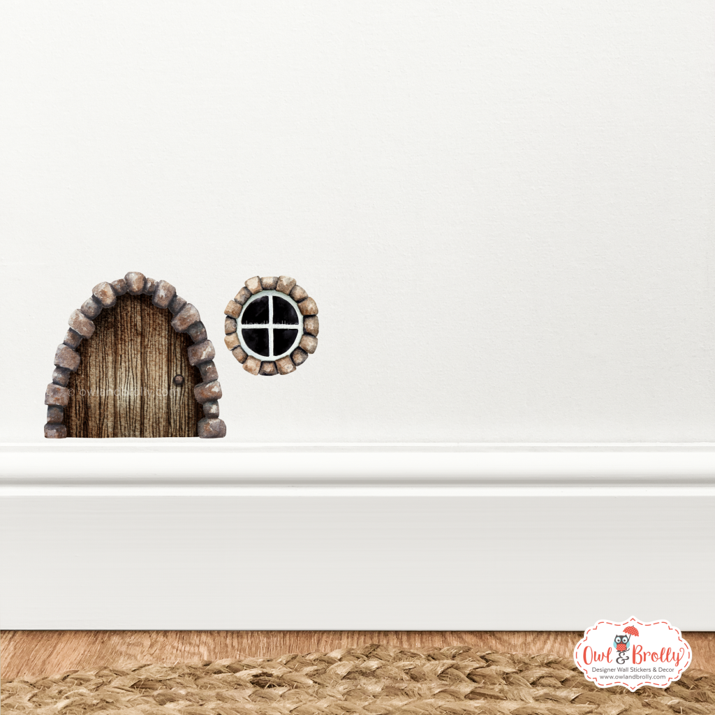 Watercolour Christmas Mouse And Door Deluxe Wall Sticker Set – Owl & Brolly