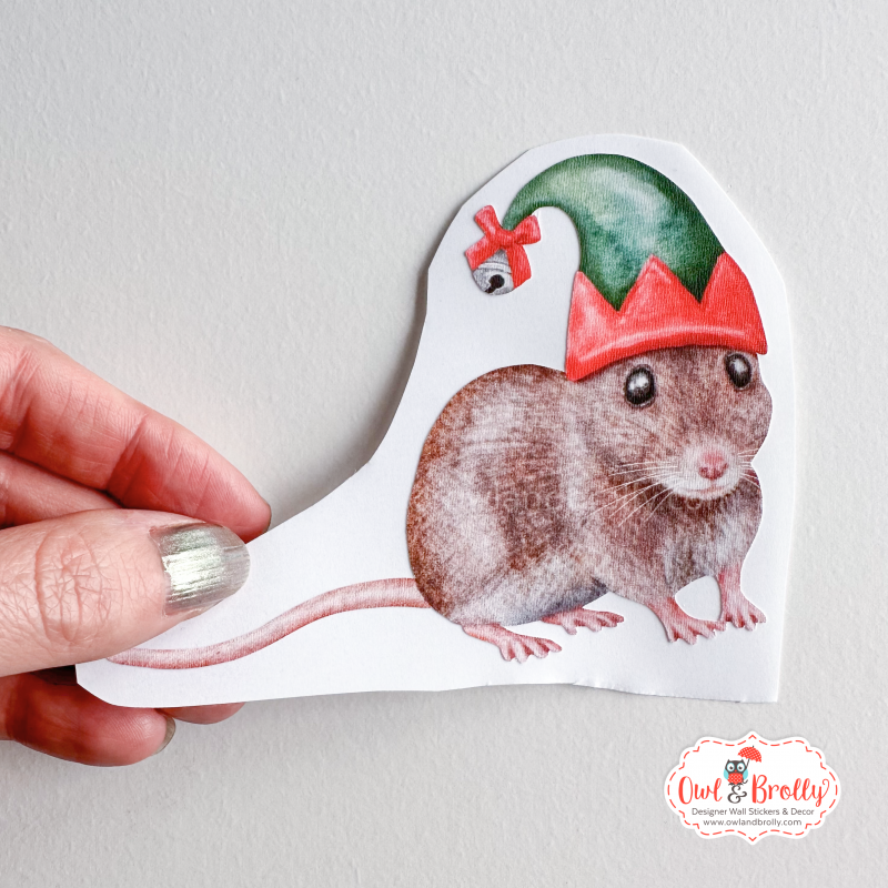 Watercolour Christmas Mouse Wall Sticker – Elf (Smaller Spaces ...