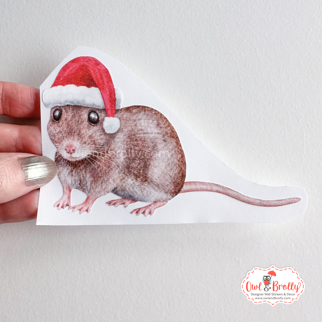 Watercolour Christmas Mouse and Mice Hole Wall Stickers Set of 4 ...