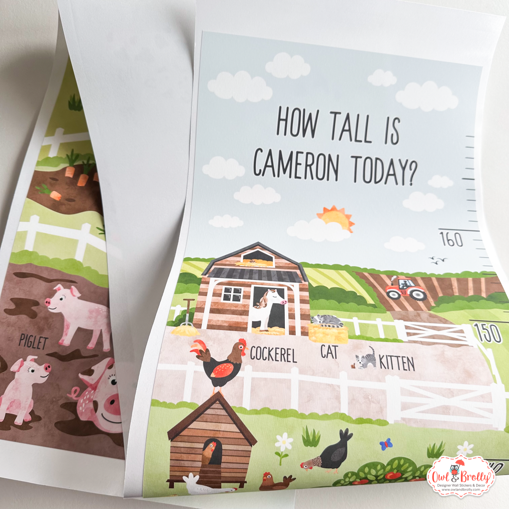 Farm Yard Height Growth Chart Wall Sticker – Owl & Brolly