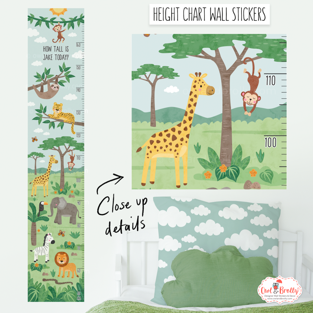 Height Growth Charts Wall Sticker Decals – Owl & Brolly