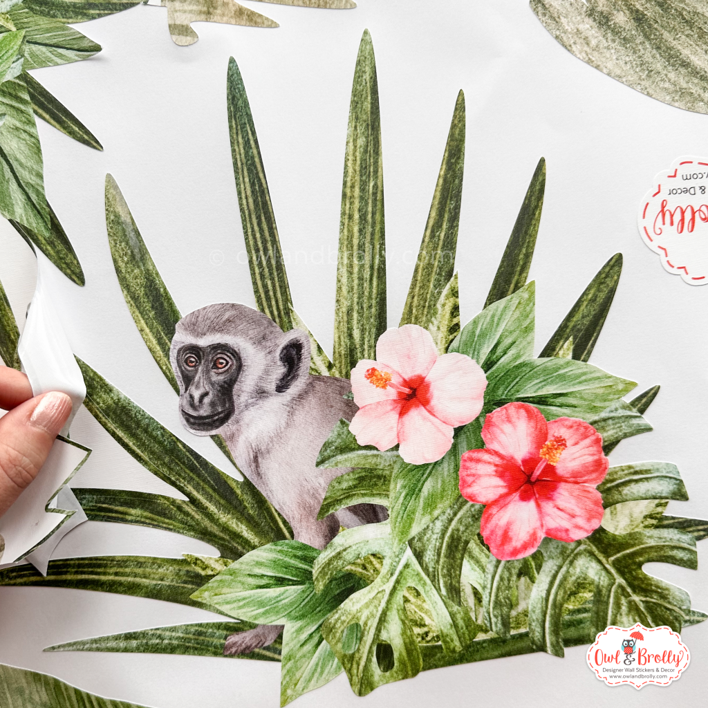 Watercolour Jungle Safari Animal Fabric Wall Sticker Decals Medium ...
